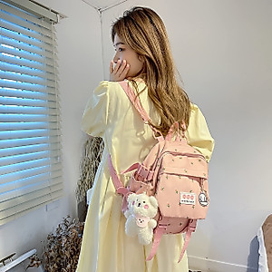 kakarin choyx Aesthetic Backpack 10.6 Inch Kawaii Backpack With Pendant Mini Backpack Cute Backpack Japanese Bag Flowers Backpack (Pink)