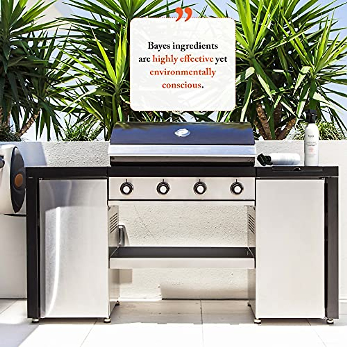 Bayes High-Performance Stainless Steel BBQ Exterior Cleaner and Protectant - Cleans, Shines and Protects Stainless Steel Barbecue Surfaces, Shields from Outdoor Elements - 16 oz