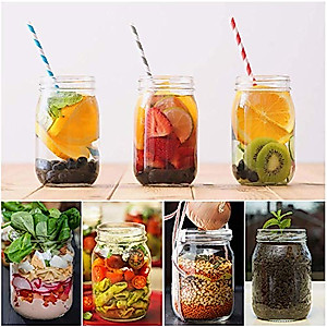 Mason Jars 16 oz with Lids, SPANLA Pint Canning Jars with Regular Lids and Bands,16 oz Glass Jars Ideal for Jam, Honey, Wedding Favors, Shower Favors, Baby Foods, 12 PACK, 12 Whiteboard Labels