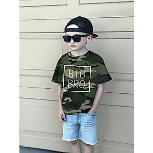 MNLYBABY Big Brother Shirt Toddler Baby Boy Promoted to Big Brother Announcement Tshirt Infant Short Sleeve Clothes Camo