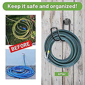 Wall Mount Hose Holder - Garden Water Hose Holders for Outside/Heavy Duty and Durable Hand-Forged Water Hose Hanger Rack (1, M)