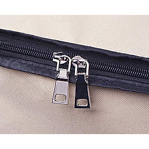 LONGTEAM 2PCS Oxford Comforter Storage Bags Home Pillow Beddings Blanket Clothes Breathable Organizers with Zippers, Clear Windows and Carry Handles (Beige, 2 Packs)