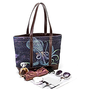 Purses for Women, Tote Bag, Bags for Women, Womens Handbags, Colorful fish starry sky black pattern
