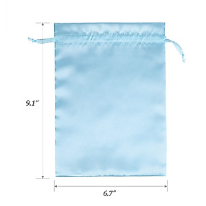 SENNAUX Satin Gift Bag 25PCS/50PCS/100PCS Satin Drawstring Bags Jewelry Bags Smooth Soft Silk Bags Satin Pouches for Baby Shower Wedding Party Favors Festival Christmas Valentine's Day (7x9 Inch (Pack of 25), Blue)