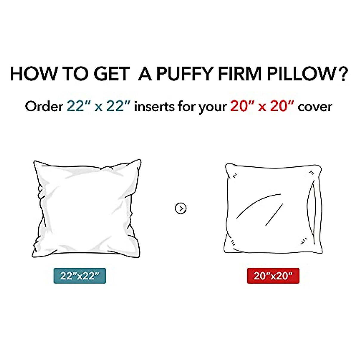 Oubonun 22 x 22 Pillow Inserts (Set of 2) - Throw Pillow Inserts with 100% Cotton Cover - 22 Inch Square Interior Sofa Pillow Inserts - Decorative Pillow Insert Pair - White Couch Pillow