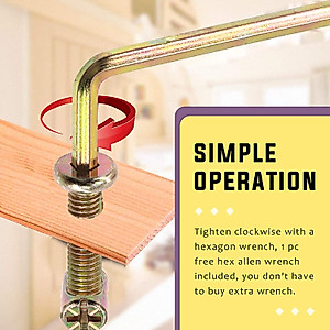 Swpeet 192Pcs M6 × 20/30/40/50/60/70/80mm Color Zinc Hex Socket Head Cap Crib Baby Bed Bolt and Threaded Insert Nuts with Flange Nuts and 4 Pronged Tee T Nuts Kit with Allen Wrench