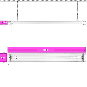 ANTLUX 4ft LED Grow Lights 50W Full Spectrum Integrated Growing Lamp Fixtures for Greenhouse Hydroponic Indoor Plant Seedling Veg and Flower, Plug in, ON/Off Pull Chain Included