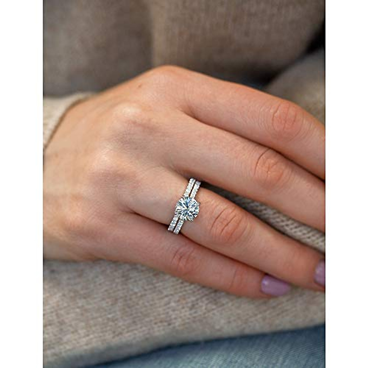 Kobelli 2ct Round Moissanite Fancy Hidden Halo Set - white-gold / 7.0 G-H