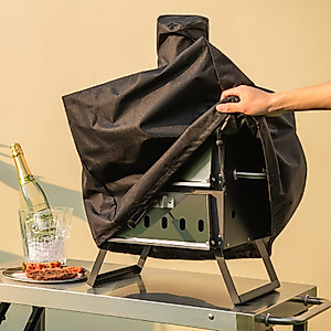 PETSITE Pizza Oven Outdoor, Wood Pellet Fired Pizza Oven with 12 Inches Pizza Stone & Waterproof Cover, 2-Tier Design Portable Stainless Steel Grill Pizza Maker for Outside Backyard Party