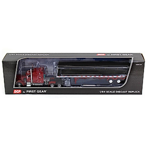 DCP 1/64 Red Peterbilt 359 w/ 63" Flattop Sleeper & 53' Wilson Roadbrute Flatbed Trailer 60-1539