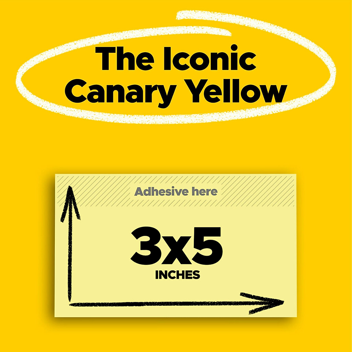 Post-it Super Sticky Notes, 3 in x 5 in, 12 Pads, 2x the Sticking Power, Canary Yellow, Recyclable (655-12SSCY)
