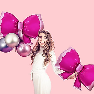 GOTPASS 2 Pieces Bow Balloon Bowtie Pink Balloon Jumbo Bow Balloon for Baby Shower Gender Reveal Birthday Party Decoration