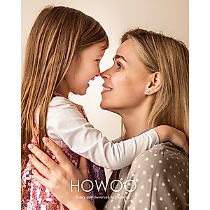 Howoo Moissanite Stud Earrings for Women White Gold Sterling Silver Earrings with Two Moissanite Diamond Gifts for Women