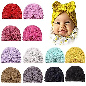 Winter Warm Baby Hat Cute Bow Girls Beanie Hat Knitted Infant Toddler Cap 0-3 Years Old, Purple