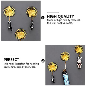 Veemoon Towel Hanger Towel Hooks Nordic 2 Pieces Metal Sun Wall Art Decoration Sunflower Wall Hook Hanger Metal Leaf Wall Hanging Decorations Gold Leaf Shaped Self Adhesive Wall Hook