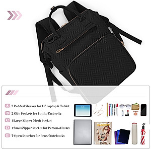 Fasrom Teacher Backpack for Work Women Teacher Supplies, Nurse Bag Backpack with Laptop Compartment for Nursing Student Essentials (Empty Bag Only), Black