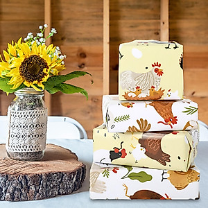 JarThenaAMCS 8 Sheet Farm Animal Wrapping Paper -Not Roll- Chicken Gift Wrap Paper Folded Flat Art Paper for DIY Crafts Baby Shower Birthday Party Supplies, 19.7 x 27.6 Inch