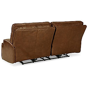 Signature Design by Ashley Francesca Modern Tufted Leather 2 Seat Power Reclining Sofa with Adjustable Headrest, Dark Brown