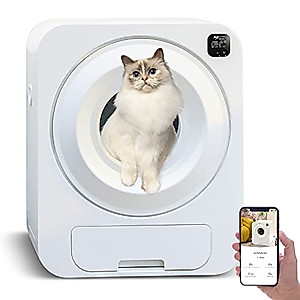 Self-Cleaning Cat Litter Box, No Scooping Automatic Cat Litter Box with APP Control/Odor Removal/Health Monitor/Safe Lock, Smart Large Kitty Litter for All Kinds of Clumping Cat Litter (2023 New)