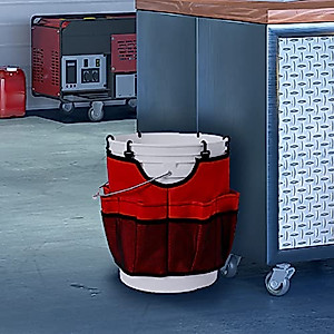 Household Essentials Bucket Caddy with Trim, Red and Black