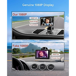 Antook Baby Car Camera 1080P, Baby Mirror for Car Back Seat with 5 Inch HD Monitor, Rear Facing Infant Camera Clear Night Vision, Newborns Travel Safety Kit