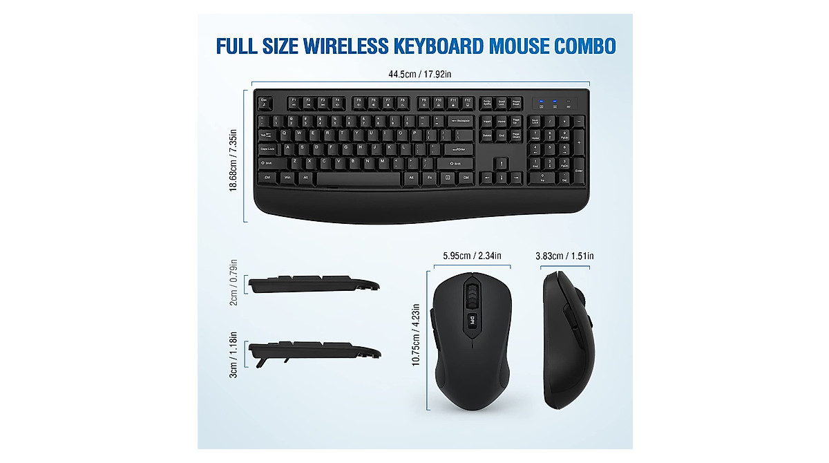 Wireless Keyboard and Mouse Combo with Palm Rest - Loigys