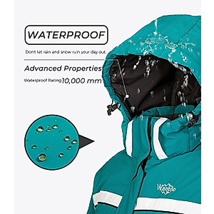 wantdo Women's Mountain Fully Taped Seams Waterproof Snowboard Jacket with Detachable Hood Turquoise M
