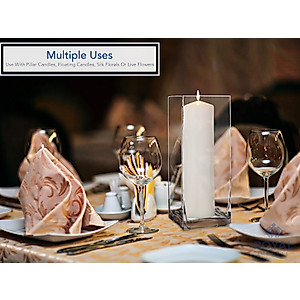 Royal Imports Flower Glass Vase Decorative Centerpiece for Home or Wedding - Tall Rectangle Shape, 12" Tall, 5"x5" Opening