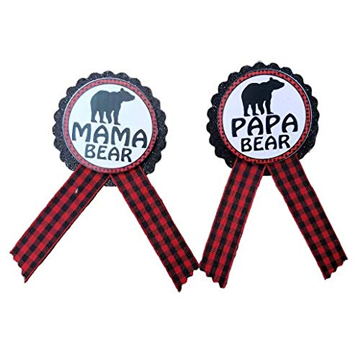 Mama Bear & Papa Bear Baby Shower Pins Daddy to Be Pin Buffalo Plaid Gender Reveal, Red & Black Pin, Baby Sprinkle