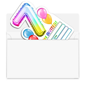Yangmics Direct Rainbow Holographic Invitation Cards 7th Birthday Party for Kids Girls Boys 30 invites with 30 Envelopes 4x6 inches