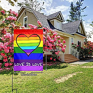Love Is Love Rainbow Pride Garden Flags Vertical Double Sided Holiday Rainbow Flag Love Is Love Garden Flag Outside Decor For Home Yard Farmhouse 12×18 Inch
