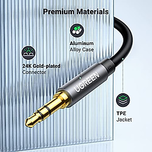 UGREEN Headphone Extension Cable 3.5mm Extension Gold Plated Aux Extension Cable Audio Stereo Jack Male to Female TRS Cord Extender Compatible with iPhone iPad Phones Tablets Media Players, 3.3FT