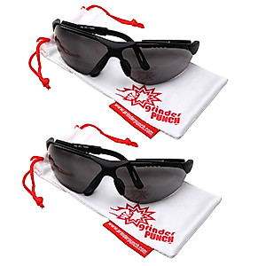 grinderPUNCH 2 Pairs Bifocal Safety Sunglasses Black Lens with Reading Corner - Fully Adjustable Arms Diopter/+2.00