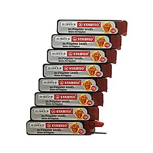 Stabilo Extra Long 0.7mm 2B Hi-Polymer Leads Strong Dark Smooth Mechanical Pencil Lead Refills For All 0.7 mm Mechanical Pencils (8 Tubes, 24 Leads Per Tube - Total 192 Leads)