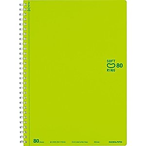 KOKUYO Spiral Lined Notebook, 10'' x 7'' Pastel Journal B5 Soft Ring Notebooks with Dot 6 mm Ruled, 80 Sheets, Light Green 1 Subject Notebook, Note Taking for School. Japan Import (SU-SV308BT-LG)