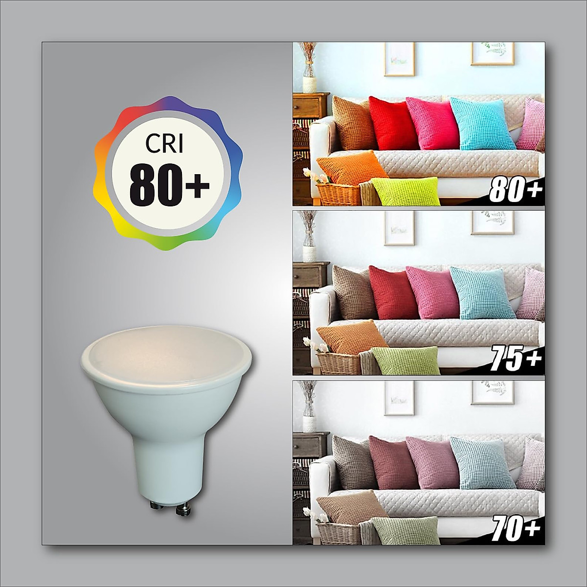 6 Pack GU10 LED Bulb 9W 800 Lumens, 5000K Daylight Bright White, 110V Spotlight (60W Incandescent Replacement)