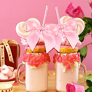 20Pcs Pink Bows for Crafts 4.5" Pre-Tied Twist Tie Bows for Baby Shower Satin Ribbon Bowknot for Wrapping Gift Birthday Treat Bags