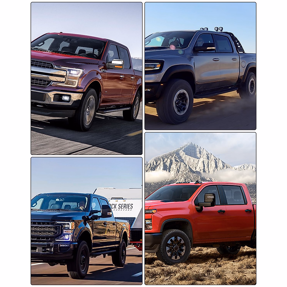 ECCPP Tow Mirrors Towing Mirrors Compatible with 2004-2014 for Ford for F150 1997-1999 for Ford for F-250 with Left Right Side Power Control Heat Turn Signal Puddle Light with Chrome Housing