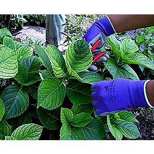 WILDFLOWER Tools Gardening Gloves for Women and Men - Nitrile Coating for Protection (Small, Purple Pair/Green Pair with White Cuff Hem)