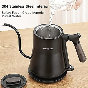 Naibsan Gooseneck Electric Water Kettle,Stainless Steel Electric Tea Kettle,0.8L Pour Over Coffee Kettle