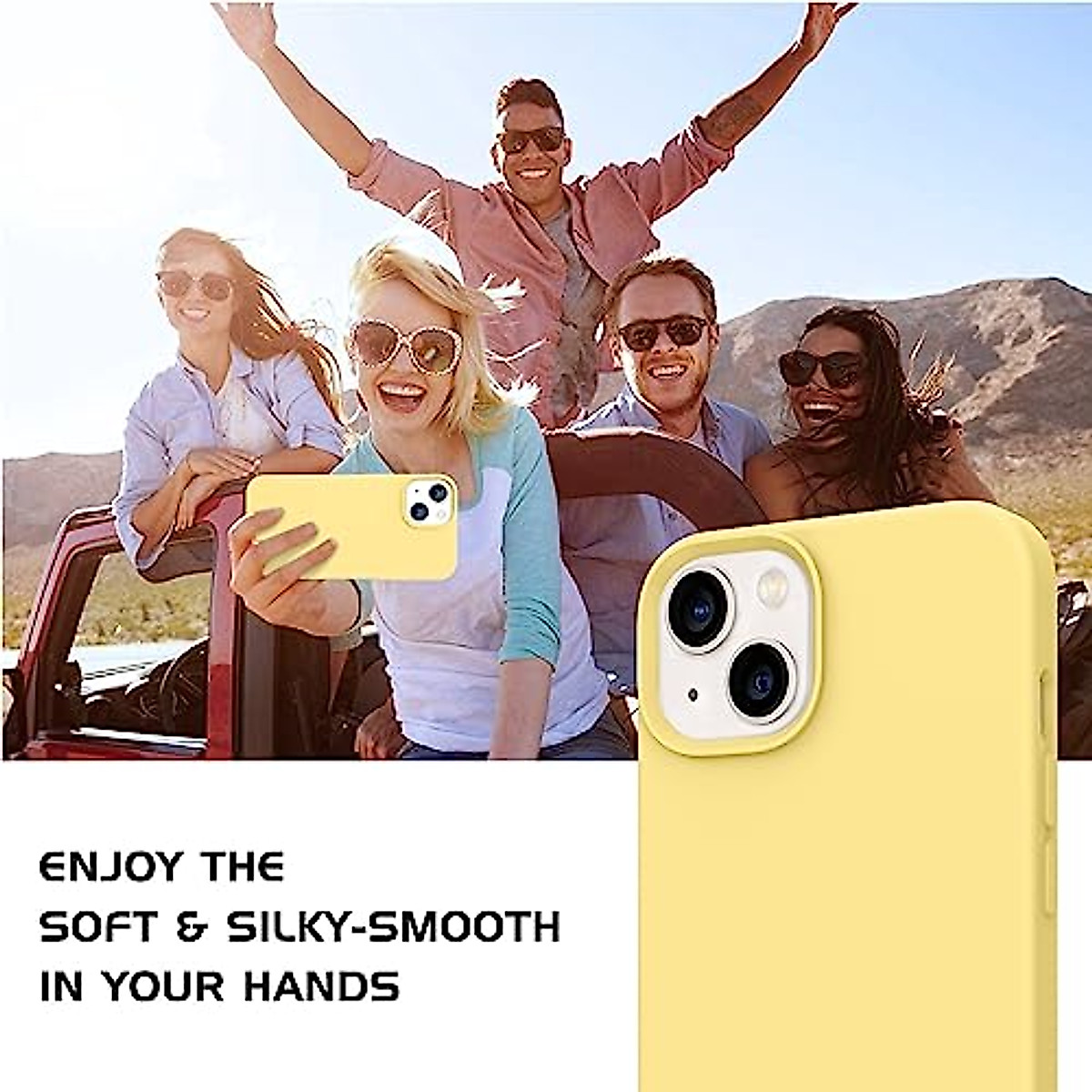 DOMAVER iPhone 13 Mini Case, Phone Case for iPhone 13 Mini Women Girls Liquid Silicone Soft Gel Rubber Microfiber Lining Cushion Cover Slim Smooth Protective-Yellow