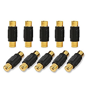 ELECTOP [10 Pack] RCA Female to Female Coupler Audio Video Gold Adapter, for Phono,Speaker,RCA Cable,Amplifier