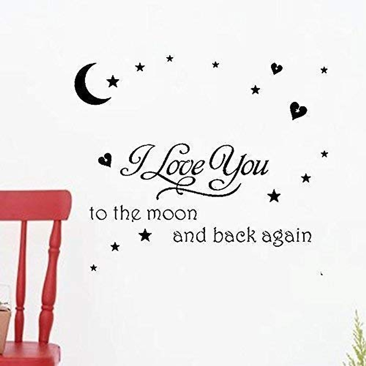 Home Find I Love You to The Moon and Back Again Wall Saying Decals Good Night Removable Vinyl Art Quote Stickers for Kids Room Living Room Bedroom Nursery Black 23.6 inches x 15 inches