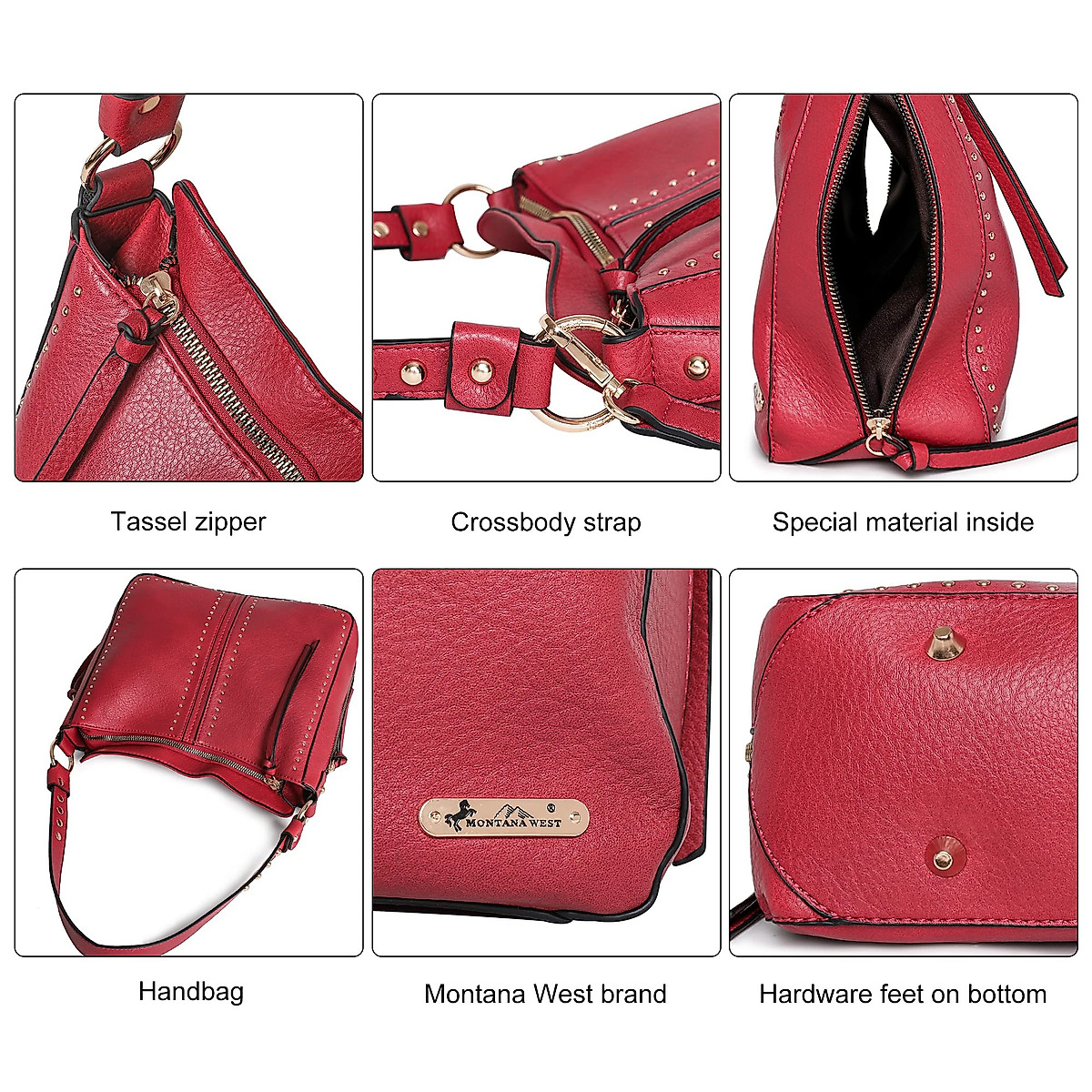 Montana West Tote Bag for Women Hobo Purses Leather Handbags Satchel Bags Red MWC-1001S-3RD