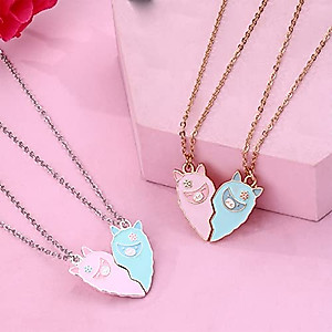 DOYYCA Friendship Necklace Best Friend Necklace Gifts Magnetic Matching BFF Necklace for 2 Girls Sister (llama Silver)