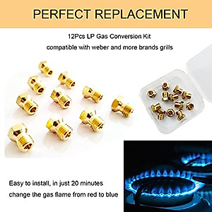THYULIFE 12 Pack Grill Propane Gas Orifice Nozzle Conversion Kit - DIY Burner Brass Jet Nozzles Replacement Parts for Weber and Most Brands Grills, Easy to Drill Out, Orifice Size 0.5mm, M6x0.75mm