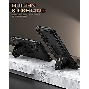 Poetic Revolution Case for Samsung Galaxy A53 5G (2022), Built-in Screen Protector Work with Fingerprint ID, Full Body Rugged Shockproof Protective Cover Case with Kickstand, Black