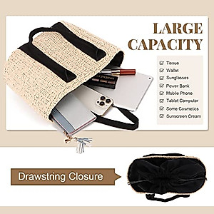 Ynport Women Large Straw Tote Bag Summer Beach Handles Handbag Handwoven Hobo Shoulder Bags Purse for Travel Shopping