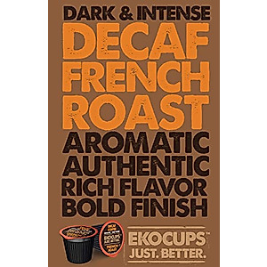 EKOCUPS Organic Swiss Water Decaf French Roast Coffee Pods, Extra 30% More Coffee Per Cup, Artisan Fair Trade Dark Roast, Decaf French Roast Coffee for Keurig K Cup Machines, Recyclable Pods, 40 Count