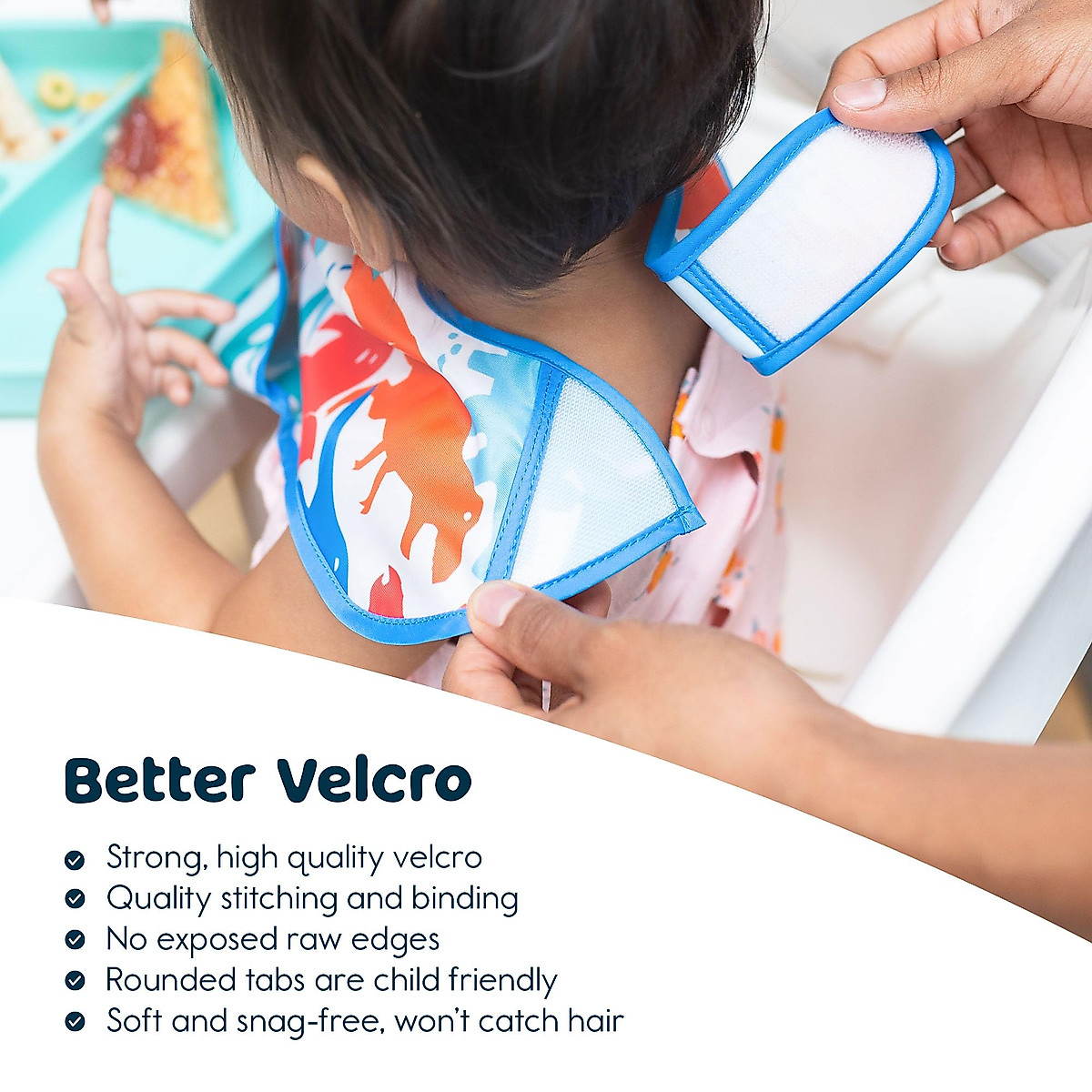 Tiny Twinkle Mess-Proof Baby Bib - Waterproof Bib for Baby Boy or Girl - Machine Washable - Adjustable Closure - PVC, BPA, & Phthalate Free - Great for Travel - Baby Food Bibs (3 Pack, Sea, Dino)